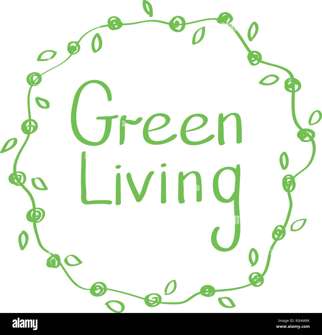Vector hand drawn sign.Calligraphy Green living. Green living logo ...
