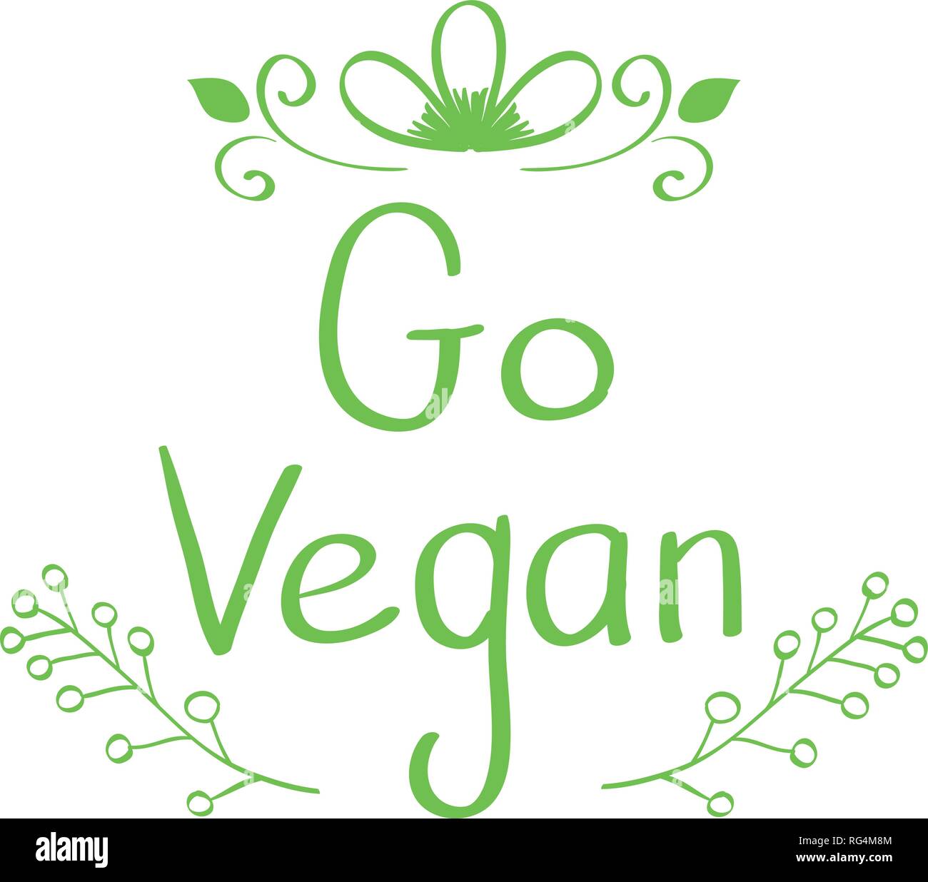 Vector hand drawn sign.Calligraphy Go vegan. Go Vegan logo. Vector ...