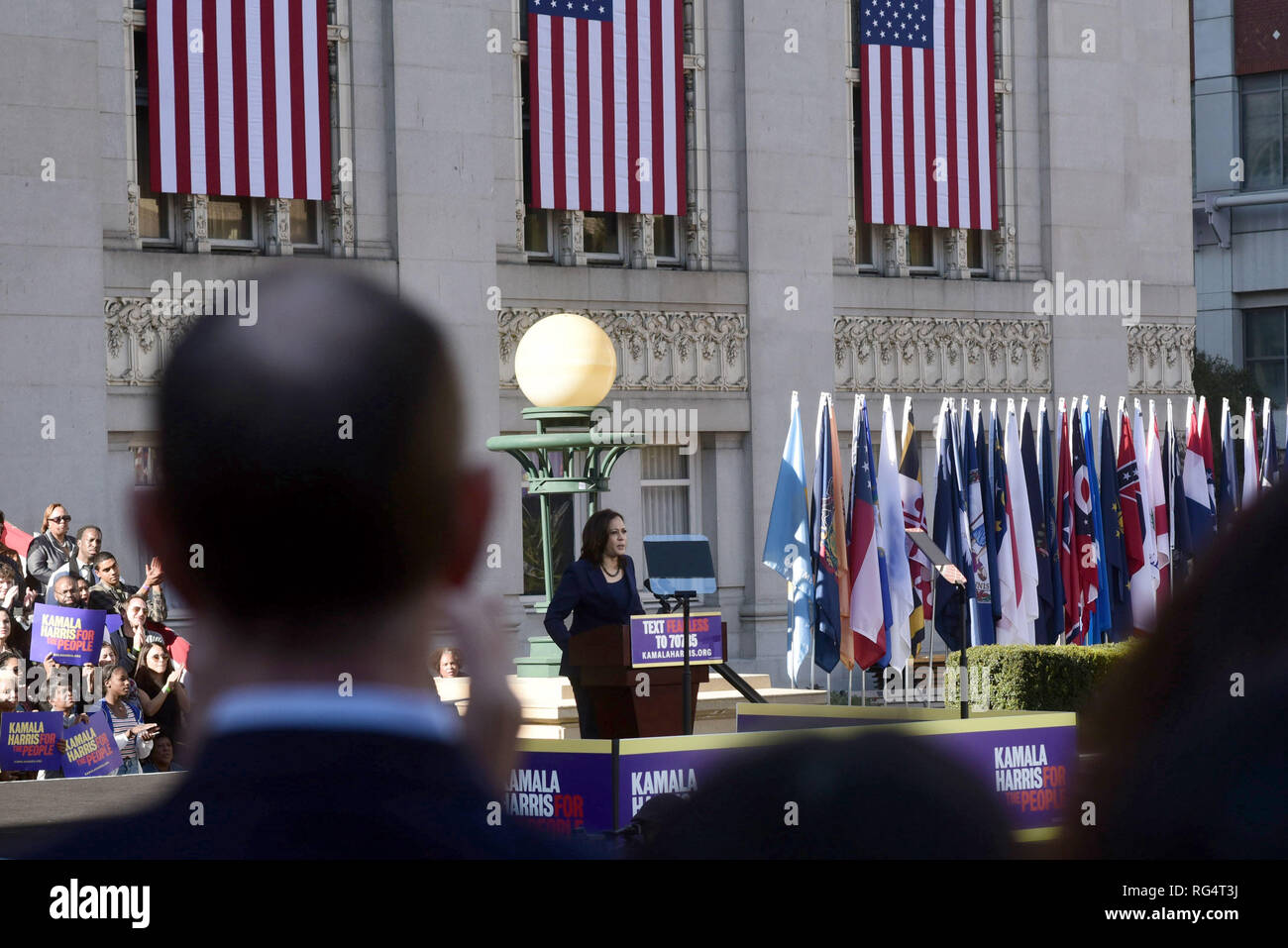 Oakland, California, USA. 27th Jan, 2019. Senator Kamala Harris speaks ...