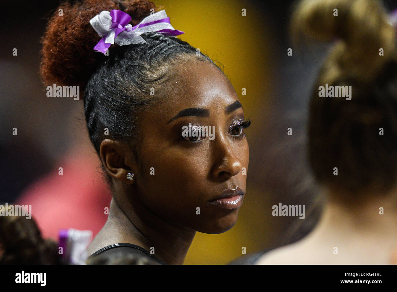 College Park, Maryland, USA. 26th Jan, 2019. TIARA WRIGHT listens to a ...