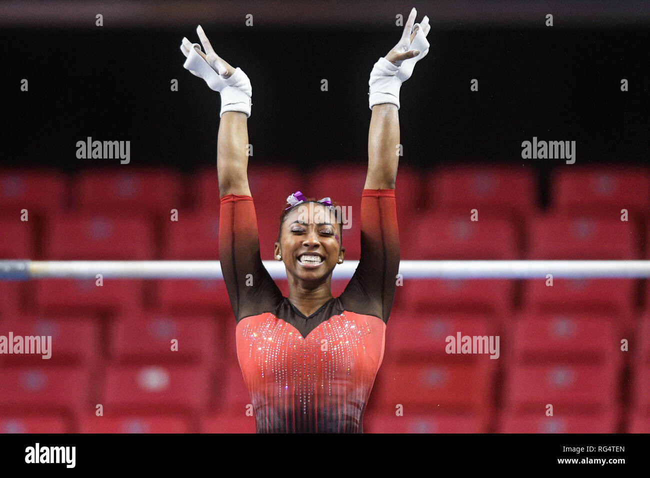 College Park, Maryland, USA. 26th Jan, 2019. TIARA WRIGHT salutes after ...