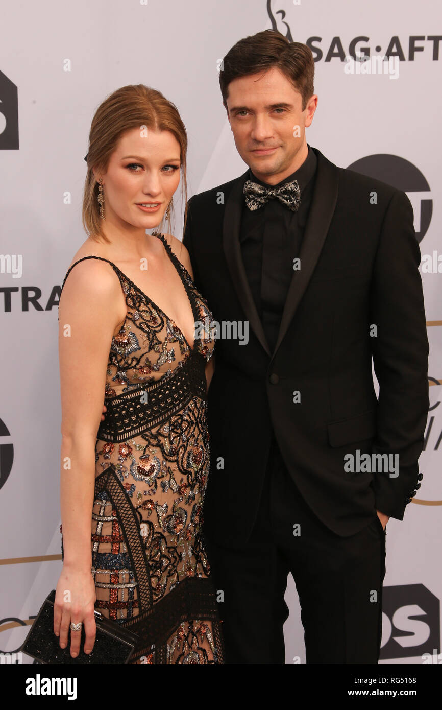 Los Angeles, Ca, USA. 27th Jan, 2019. Topher Grace, Ashley Hinshaw at ...