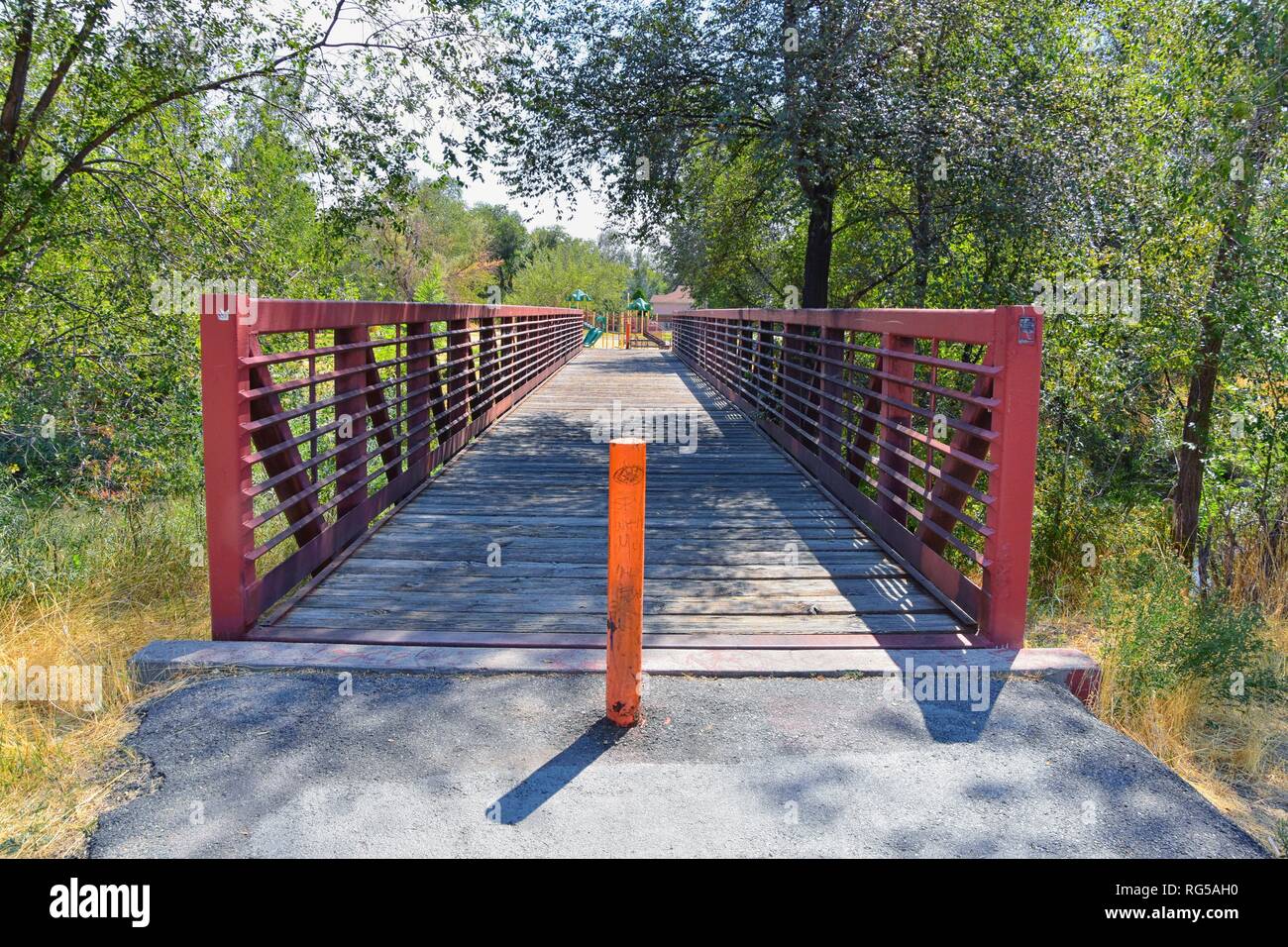 Views of Jordan River Trail Pedestrian and Train Track Bridge with ...