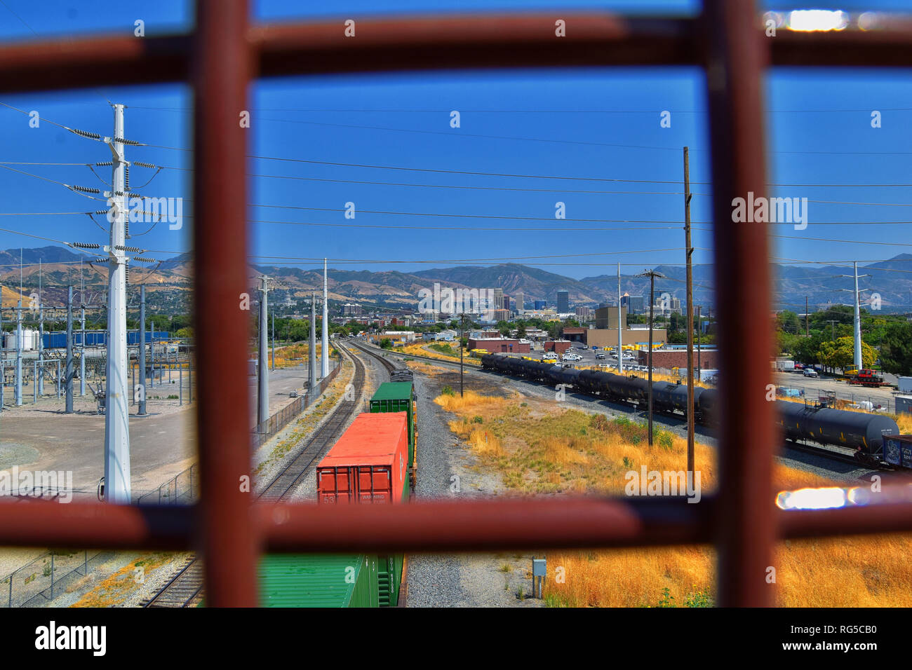 Views of Jordan River Trail Pedestrian and Train Track Bridge with ...