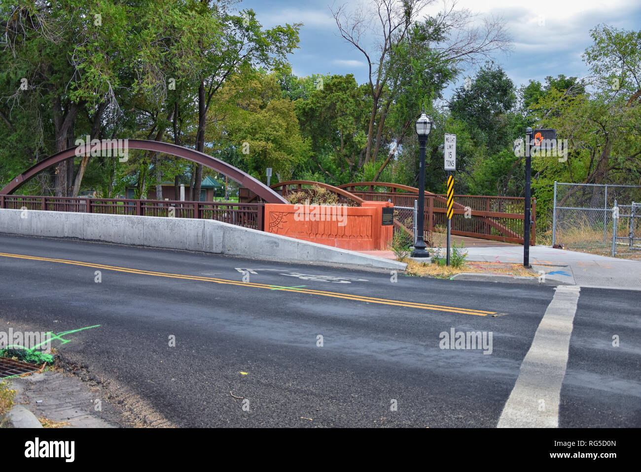 Views of Jordan River Trail Pedestrian and Train Track Bridge with ...
