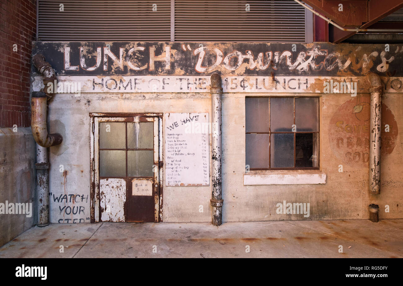 An old time factory lunch counter from the early 1900's Stock Photo - Alamy