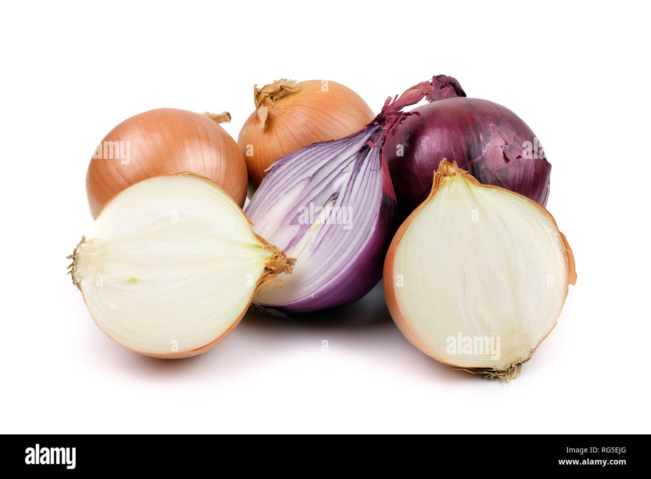 Ripe yellow and red onion on a white background Stock Photo - Alamy