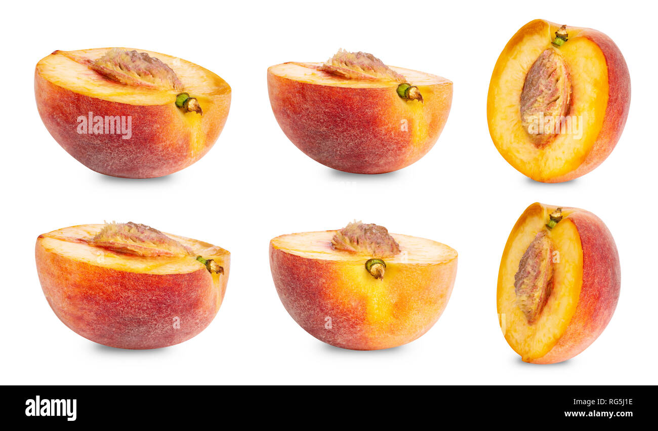 Ripe peach one segment cut hi-res stock photography and images - Alamy