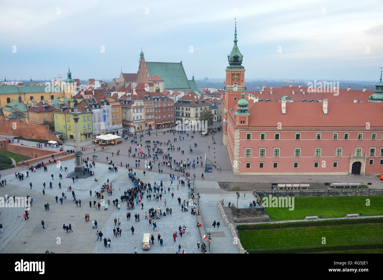 The Royal Castle on Castle Square viewed from the observation terrace ...