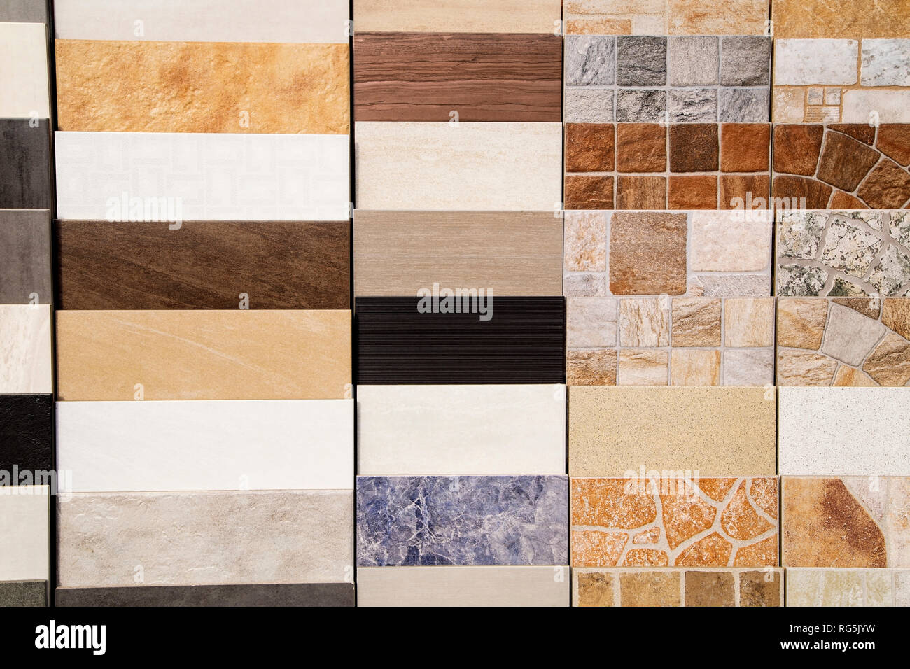 Various ceramic tiles close up as background Stock Photo - Alamy