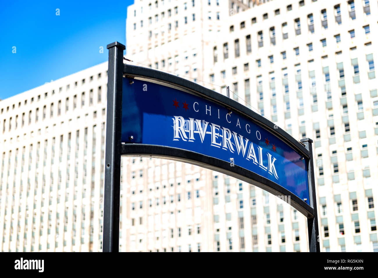 Chicago riverwalk sign hi-res stock photography and images - Alamy