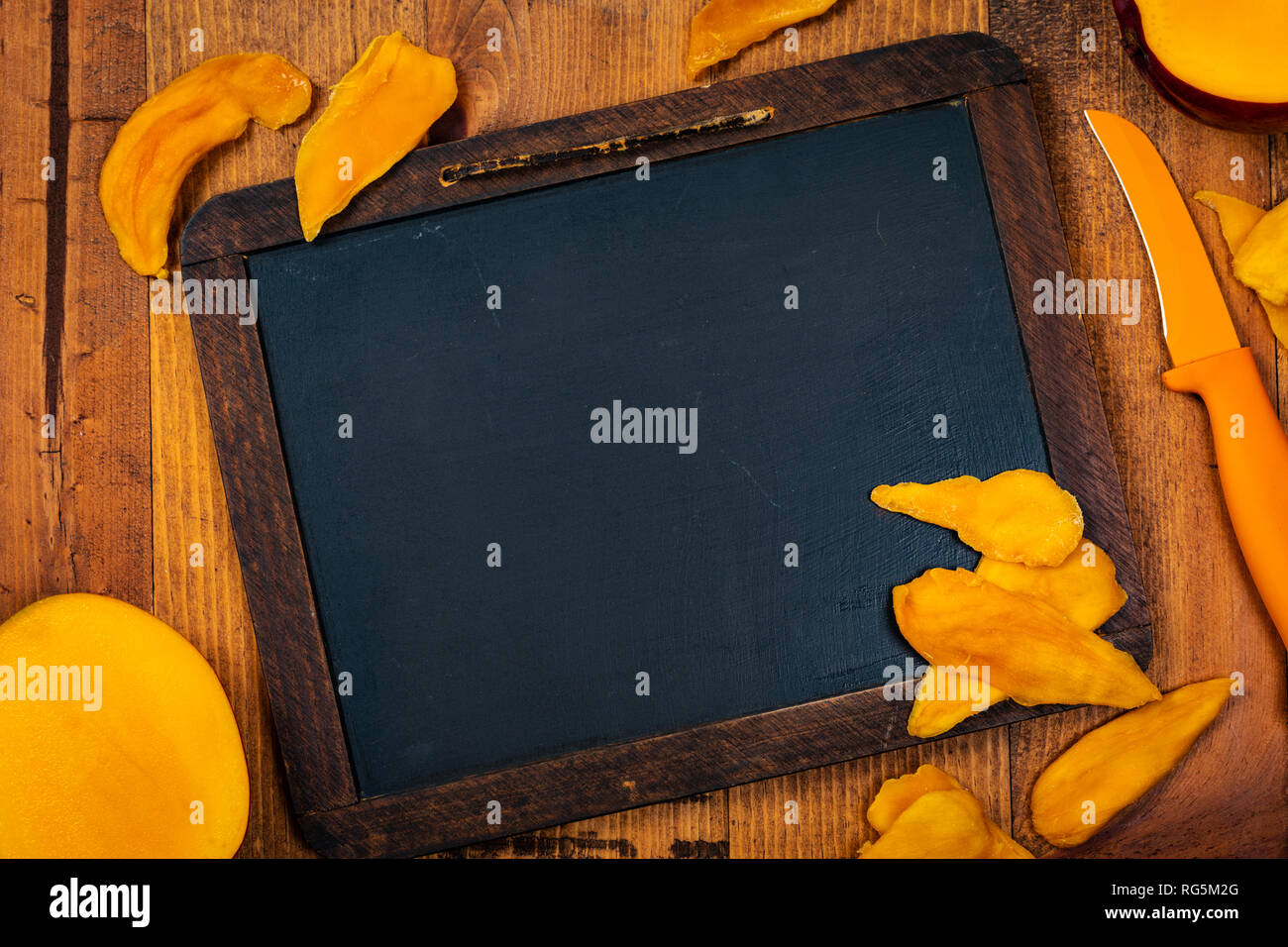 Dried Mango Fruit. Education Chalkboard Background Concept with Copy ...