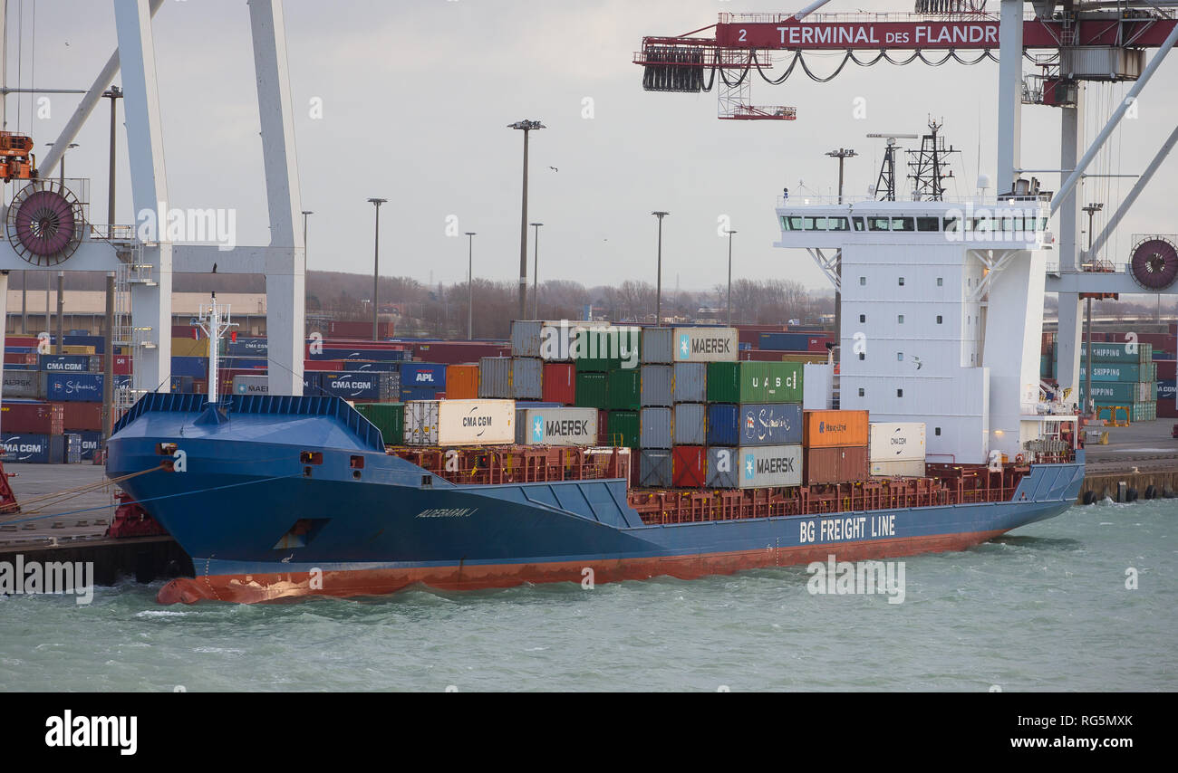 The Container Ship Aldebaran J docked at the terminal des flandres ...