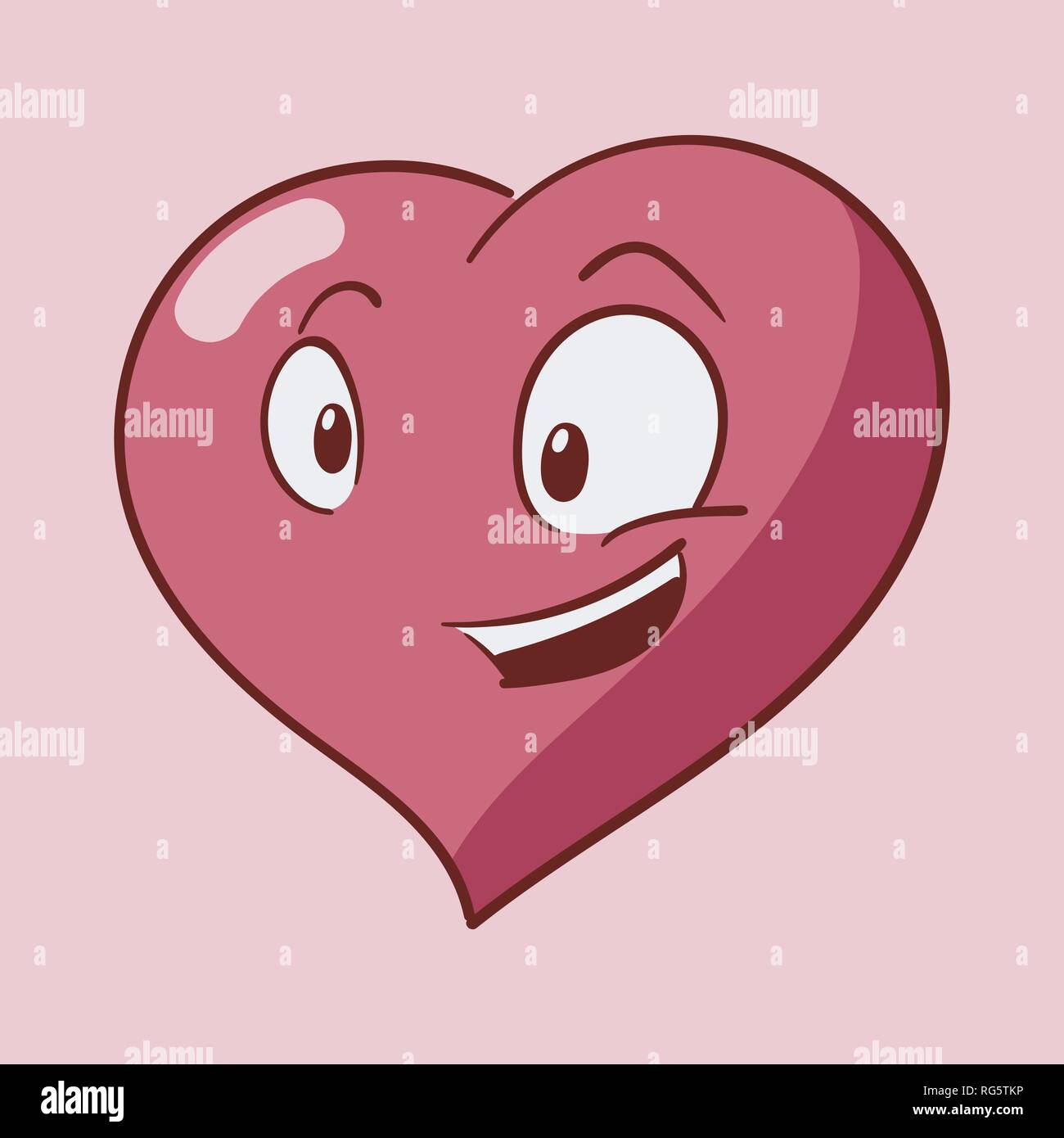 Funny cartoon heart character emotions, St Valentines vector icons ...