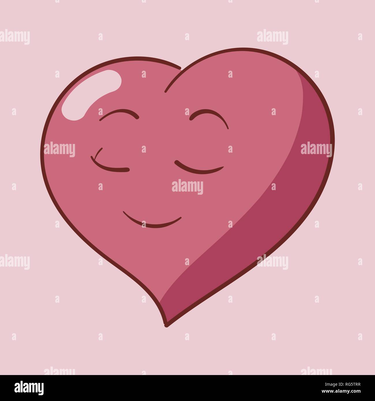 Funny cartoon heart character emotions, St Valentines vector icons ...