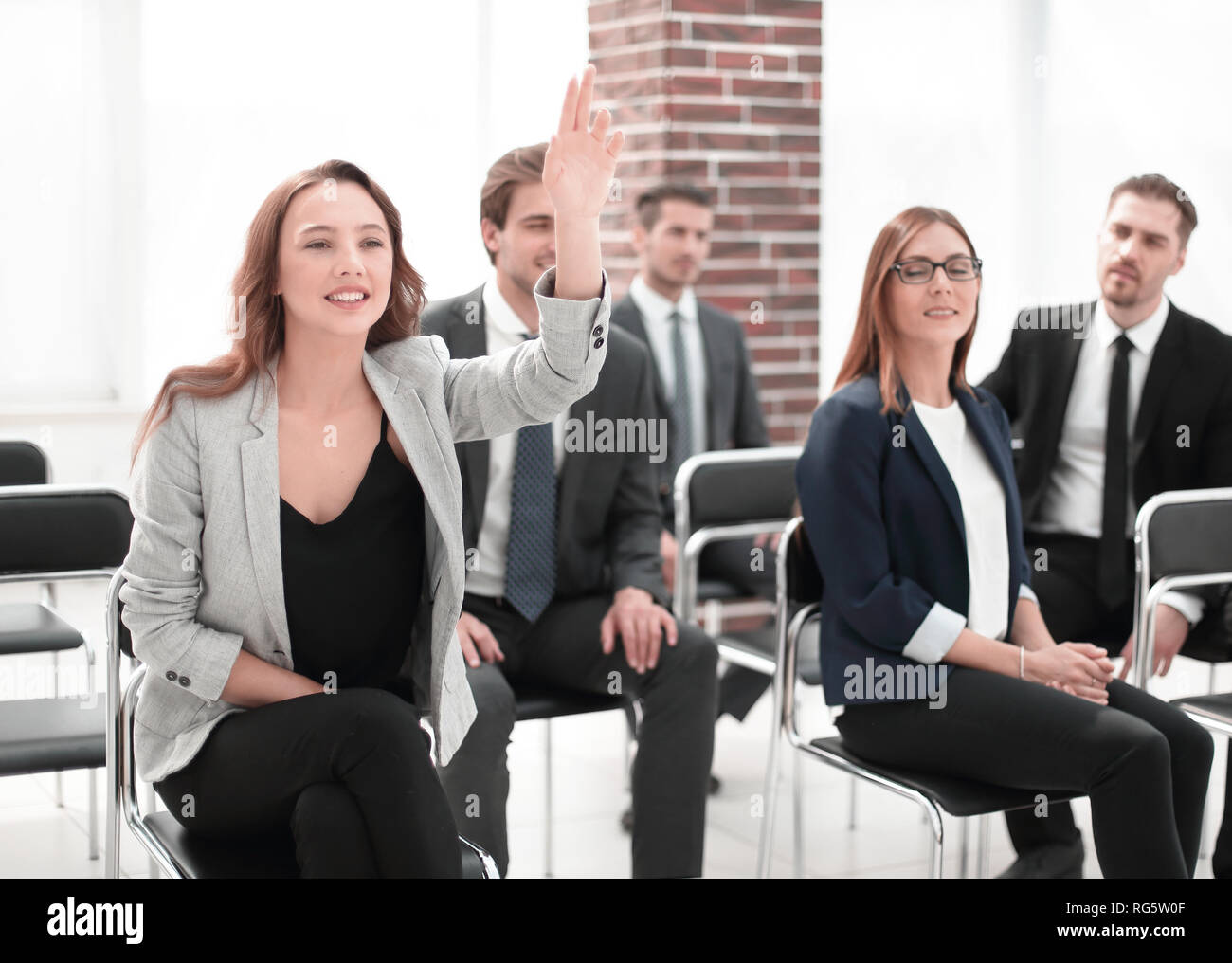 Woman asking question during hi-res stock photography and images - Alamy