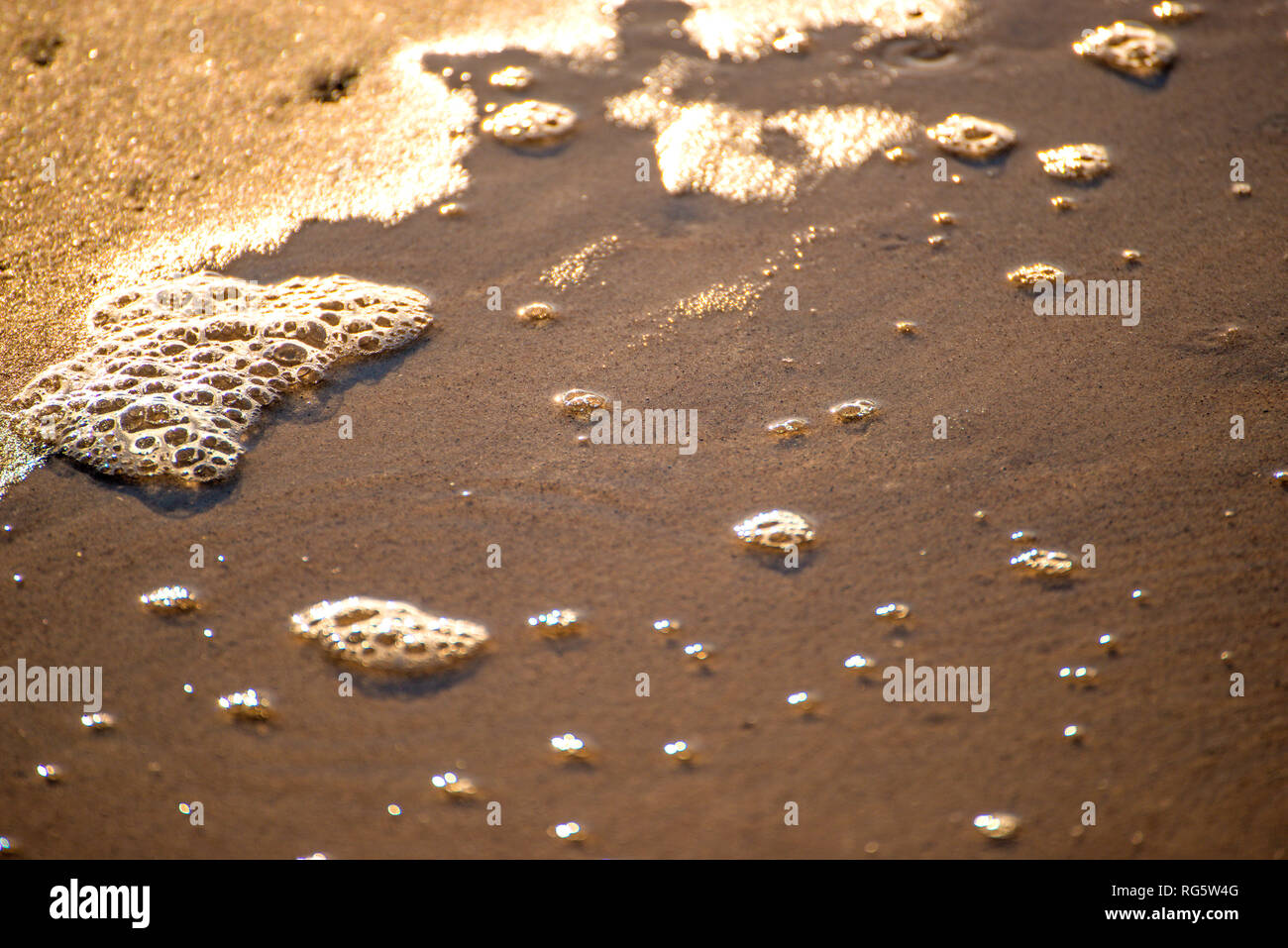 Foam bubbles of the surf on sand Stock Photo - Alamy