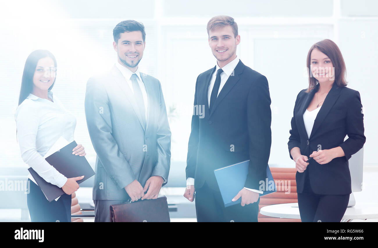 portrait of successful business team in the background of the office ...