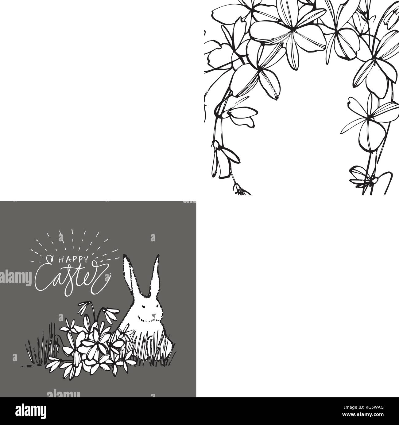 Cute rabbits, hand draw illustration with letterings phrases-Happy ...