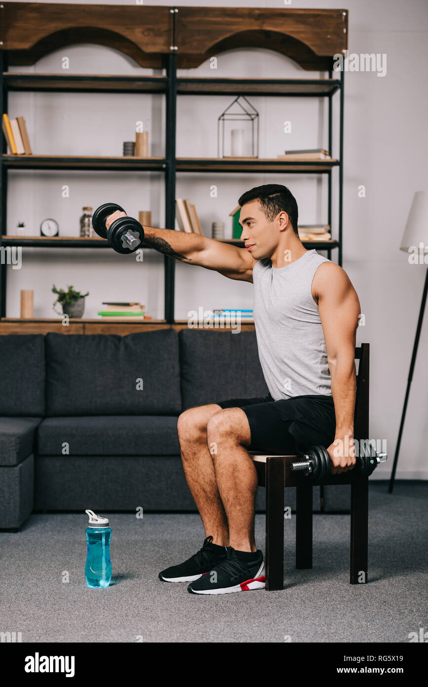 Gym exercise male home sitting chair hi-res stock photography and ...