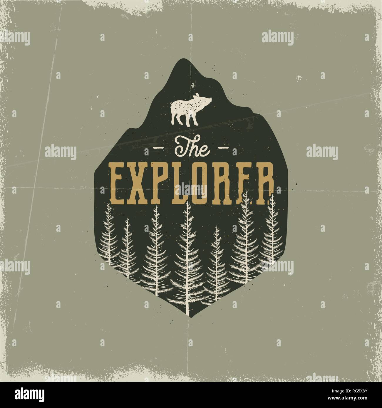 Camping Wildlife Badge. The Explorer Logo. Mountain adventure emblem in ...