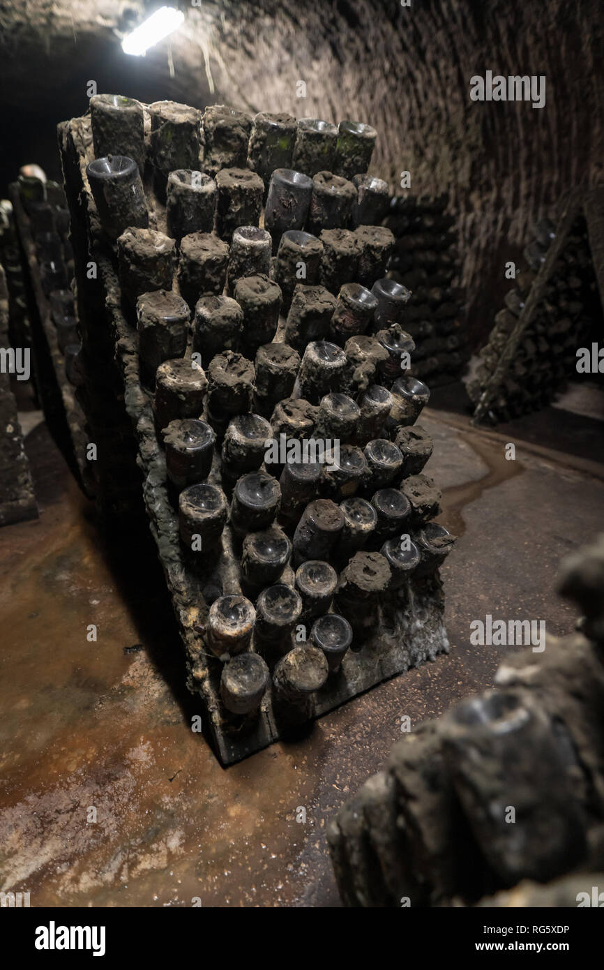 Dusty old wine cellar interior Stock Photo - Alamy