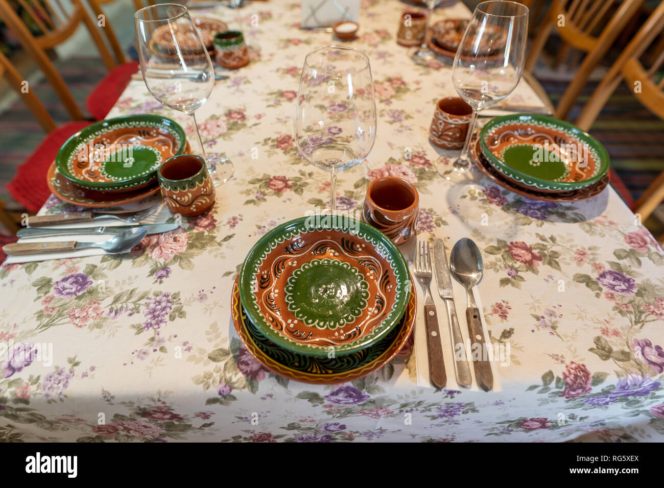 Traditional table plating and sitting in Moldova Republic Stock Photo ...