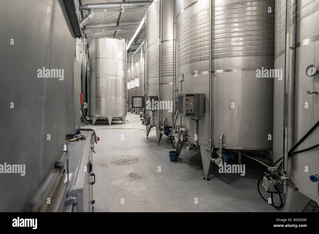 Modern wine making technique, having freezing aluminium tanks with ...