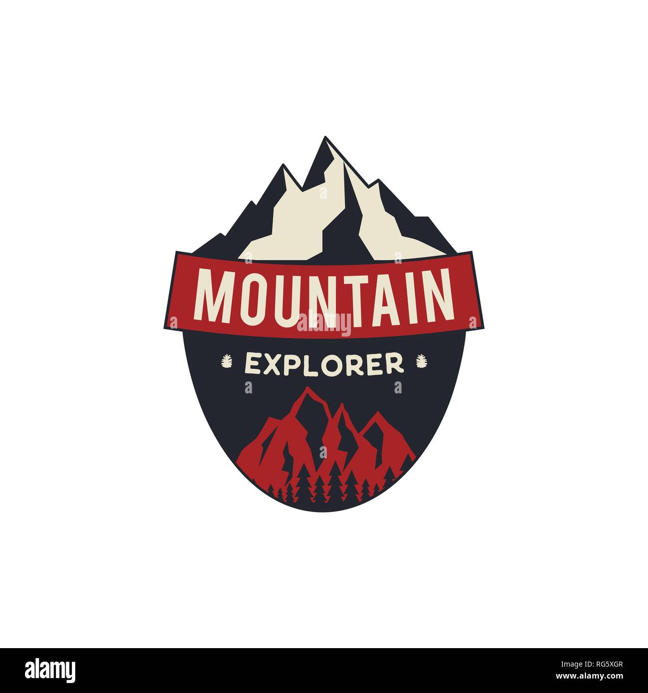 Mountain Explorer Badge. Camping adventure emblem in retro colors style ...
