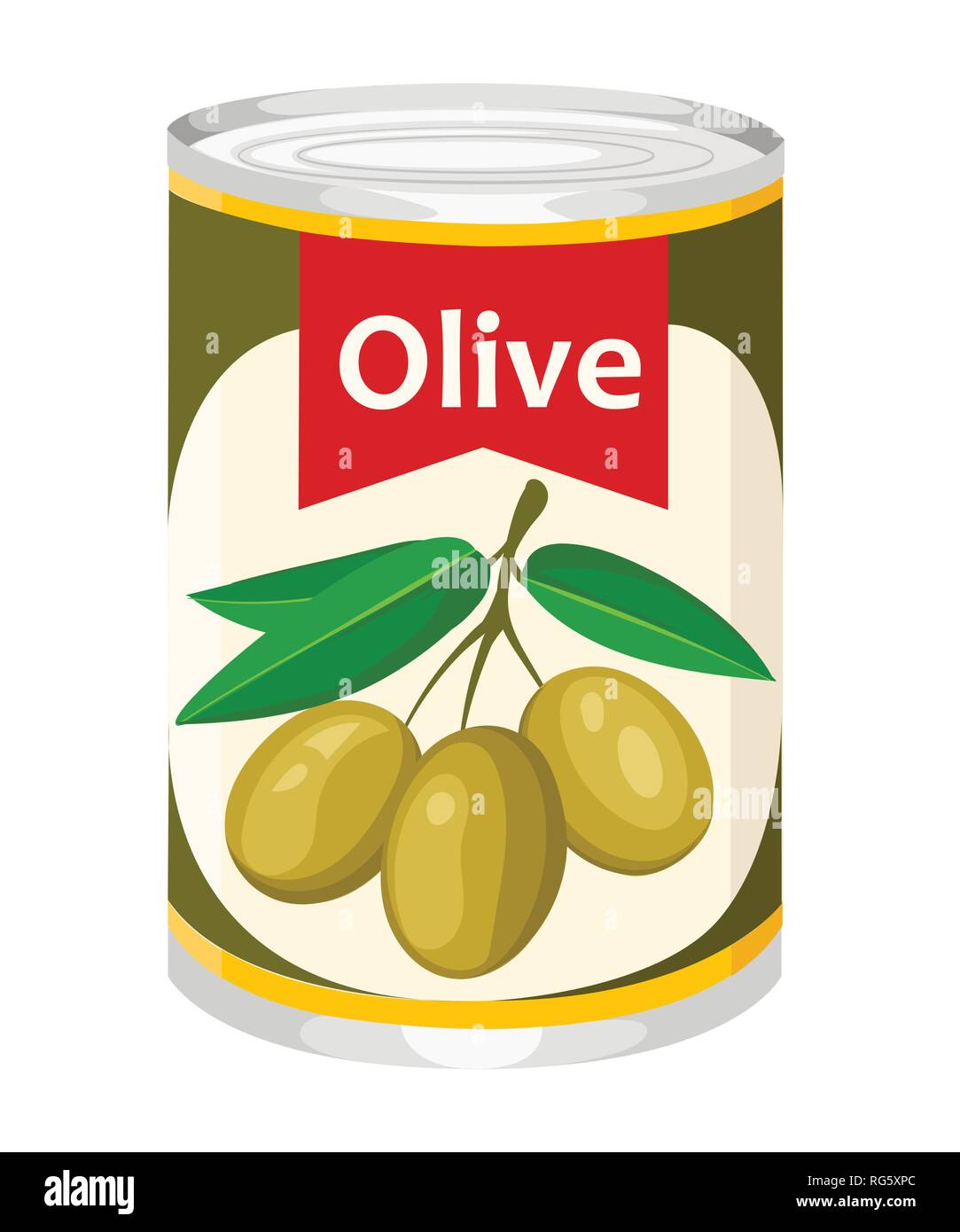 Olive in aluminum can. Canned olive with branch logo. Product for ...