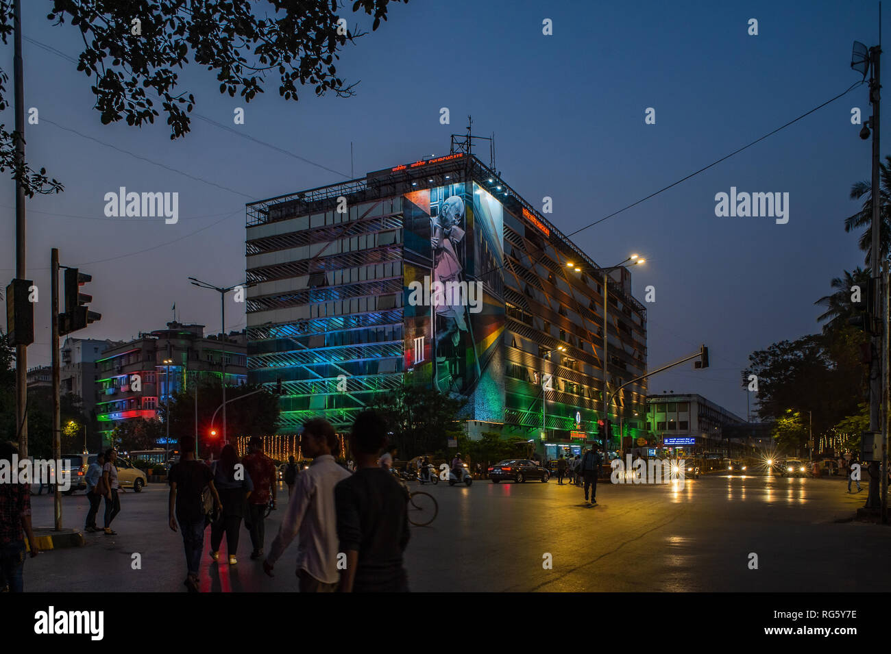 26-Jan-2019- facade of churchgate railway station illuminated for ...