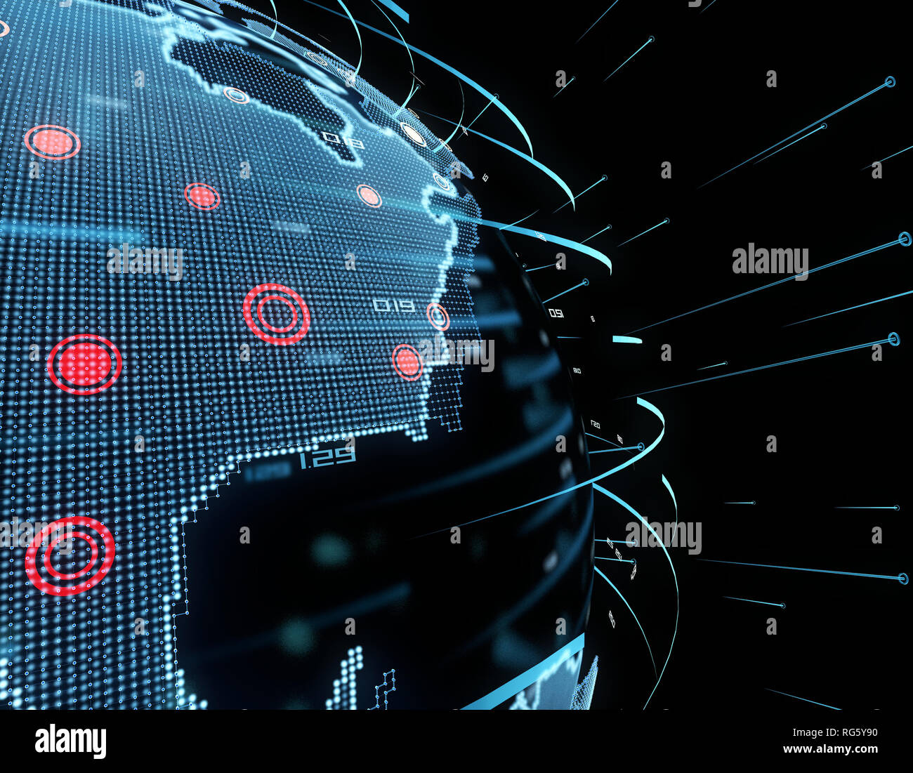 Technology earth, global network data transmission and communication ...