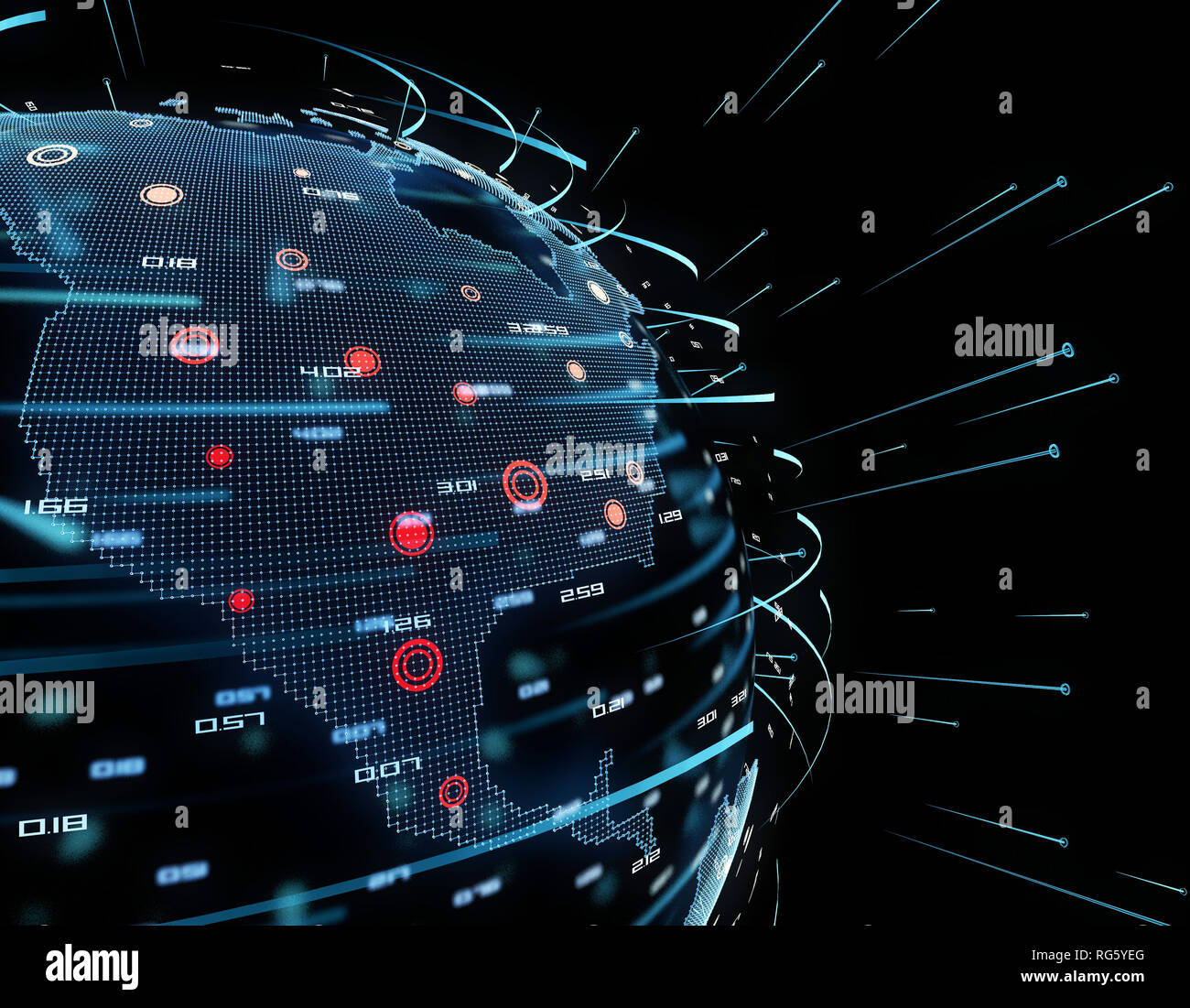 Technology earth, global network data transmission and communication ...