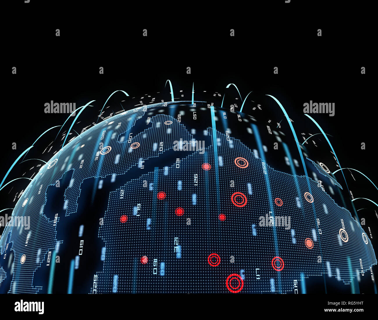 Technology earth, global network data transmission and communication ...