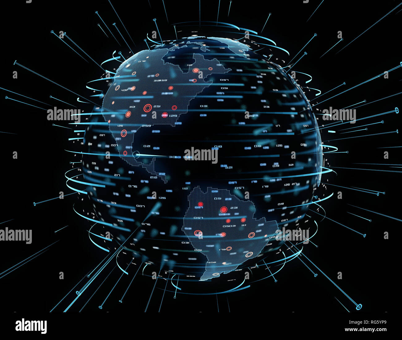 Technology earth, global network data transmission and communication ...