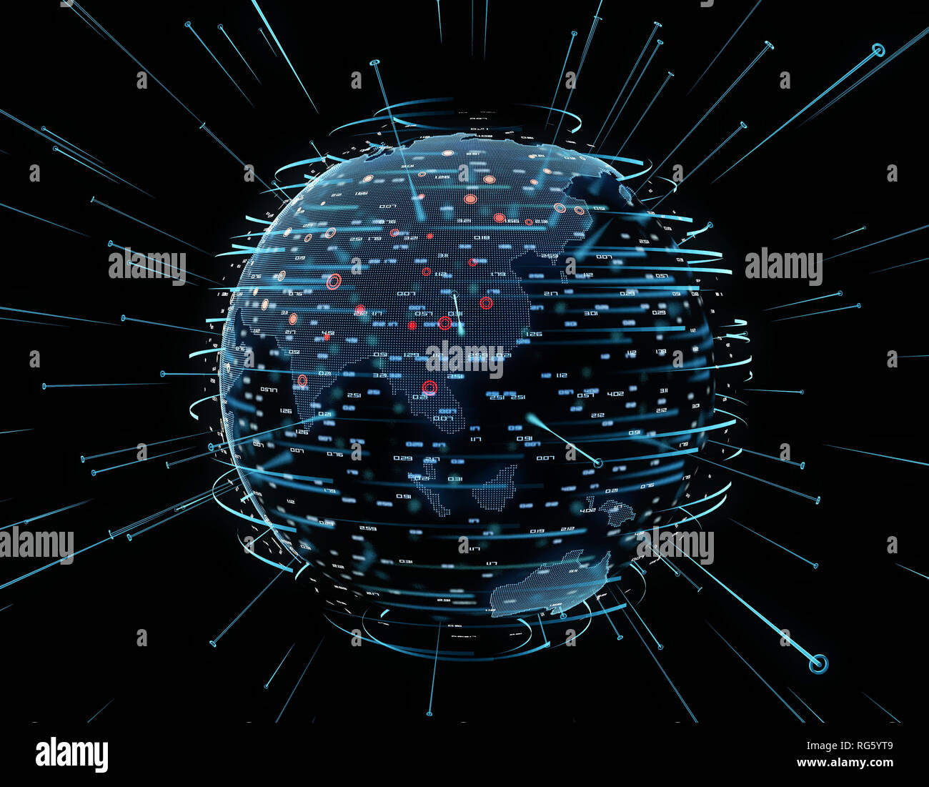 Technology earth, global network data transmission and communication ...
