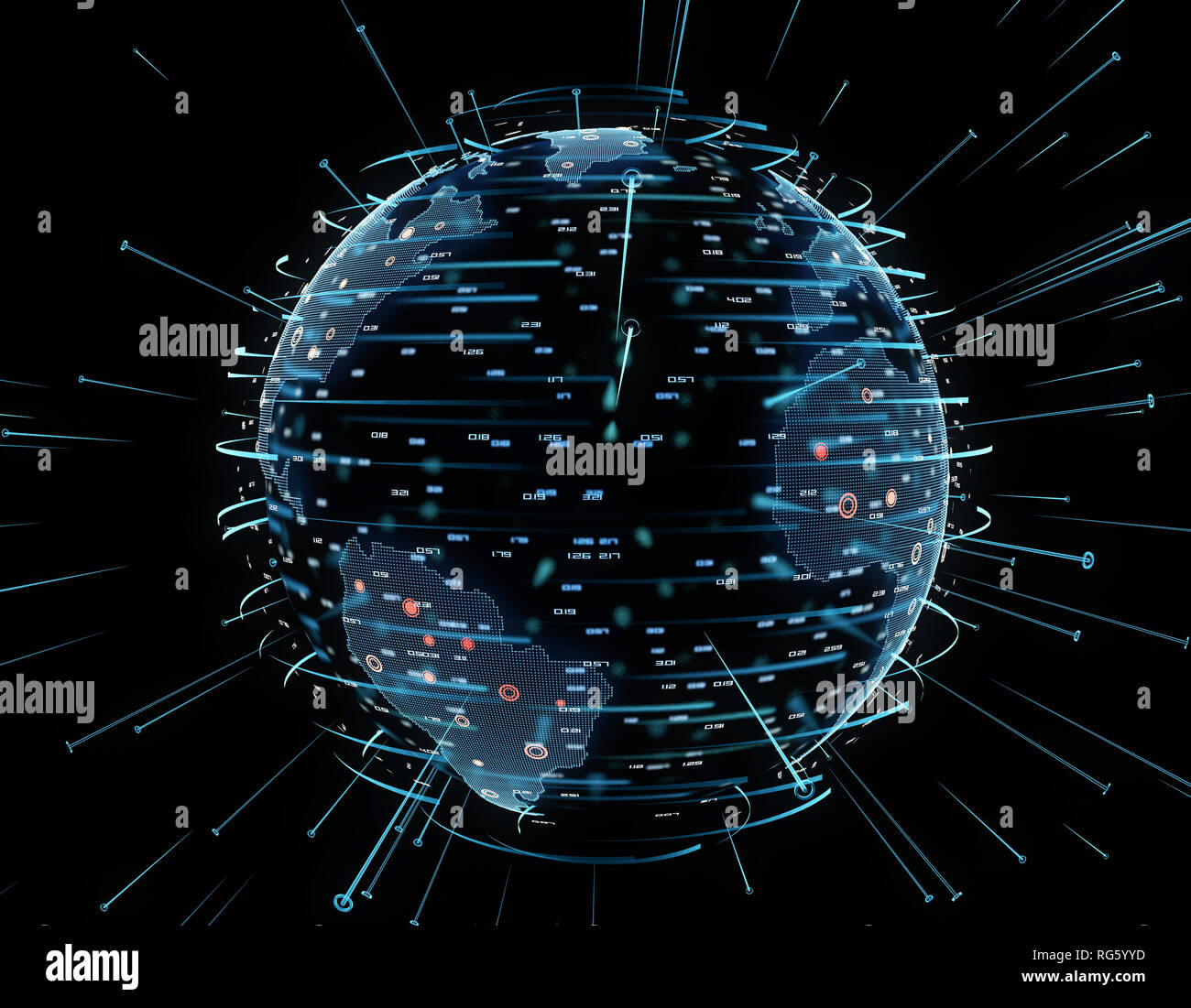 Technology earth, global network data transmission and communication ...
