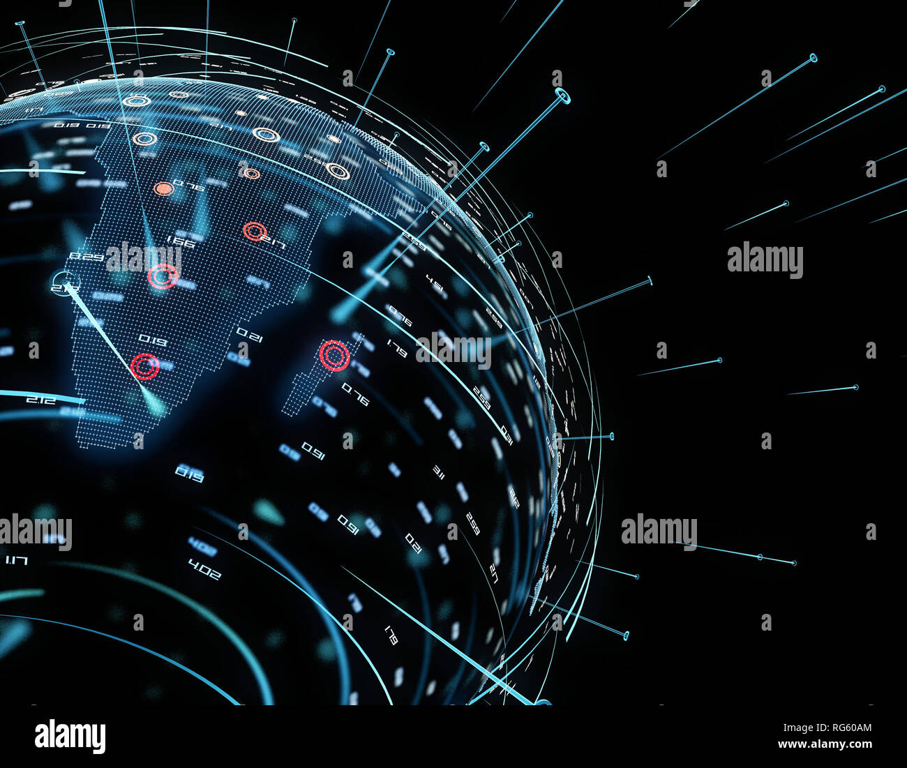 Technology earth, global network data transmission and communication ...