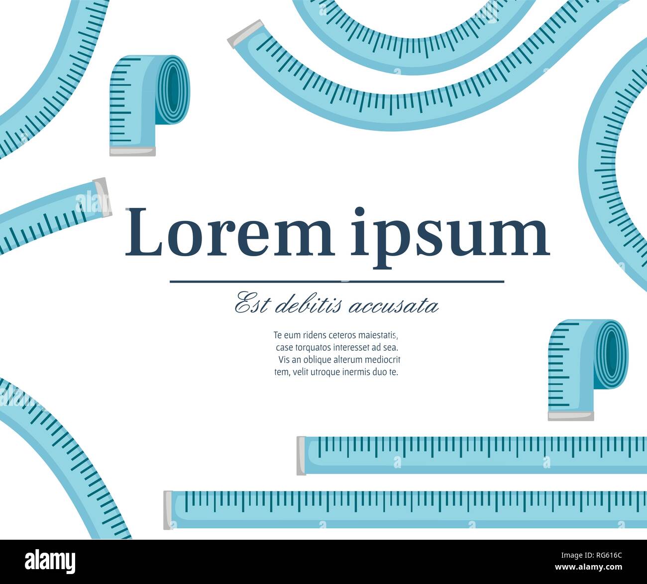 Blue sewing measure tape. Concept for sewing. Flat vector illustration ...