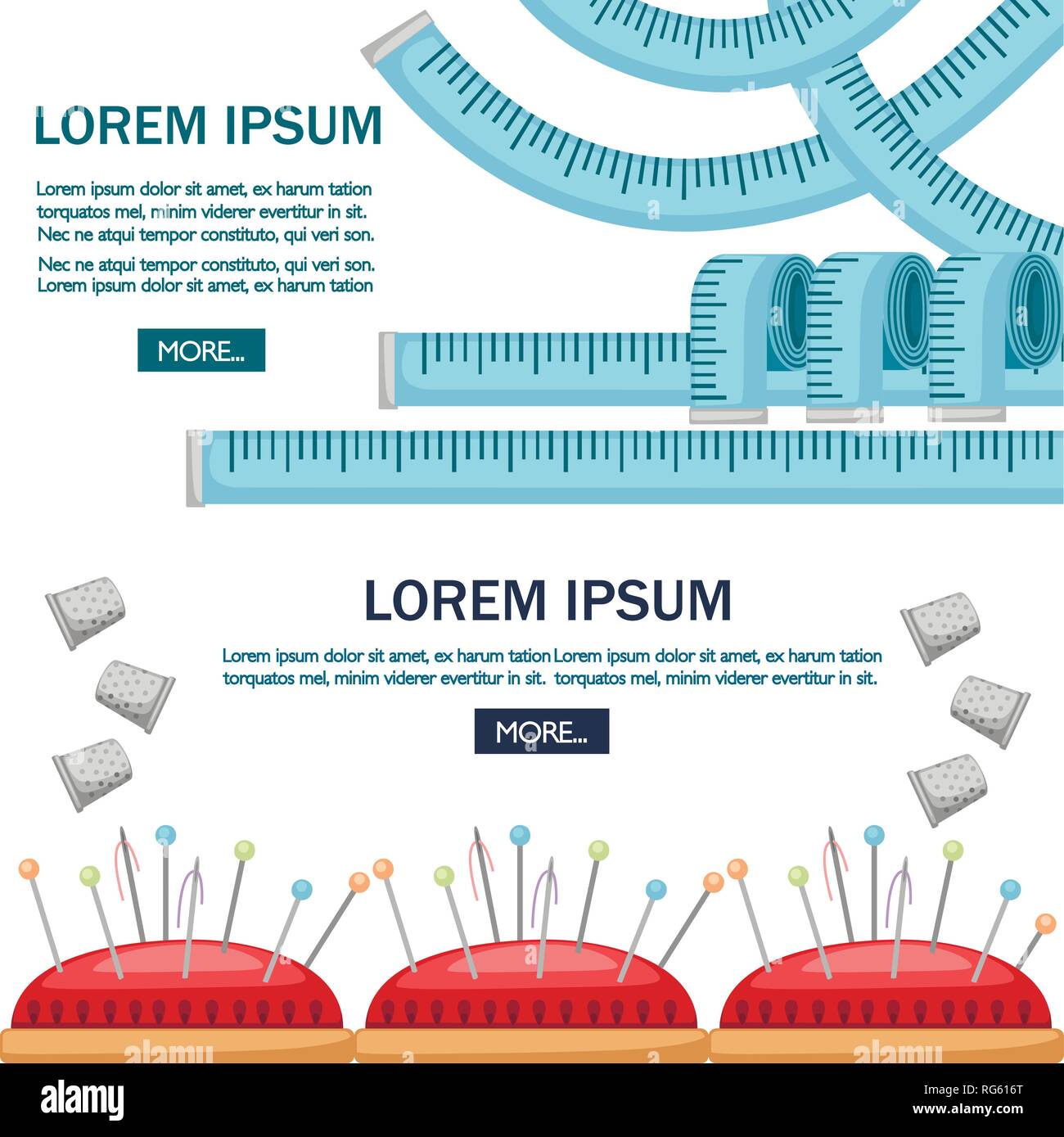 Blue sewing measure tape. Concept for sewing. Flat vector illustration ...