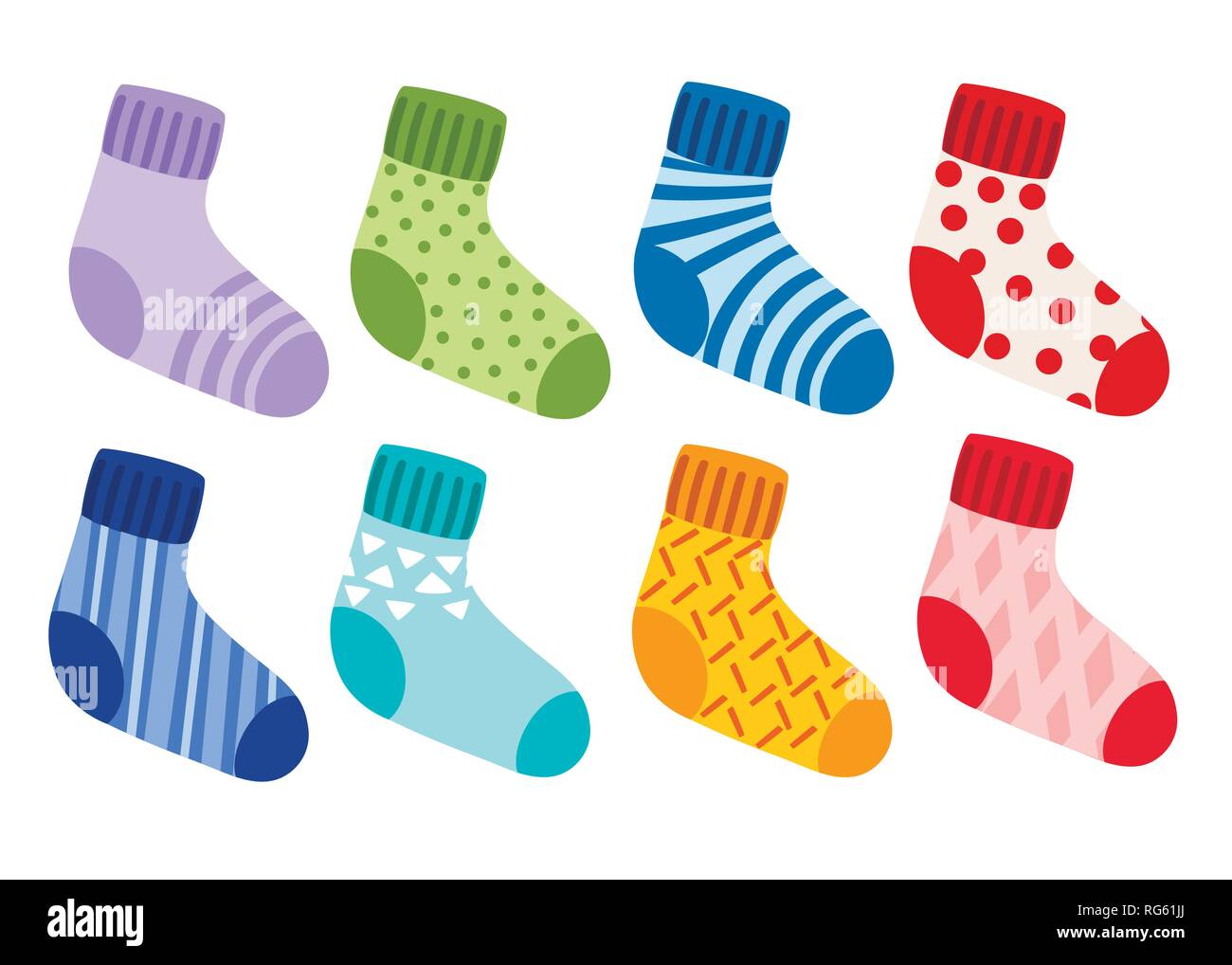 Colored wool knitted socks collection. Socks with different pattern and ...