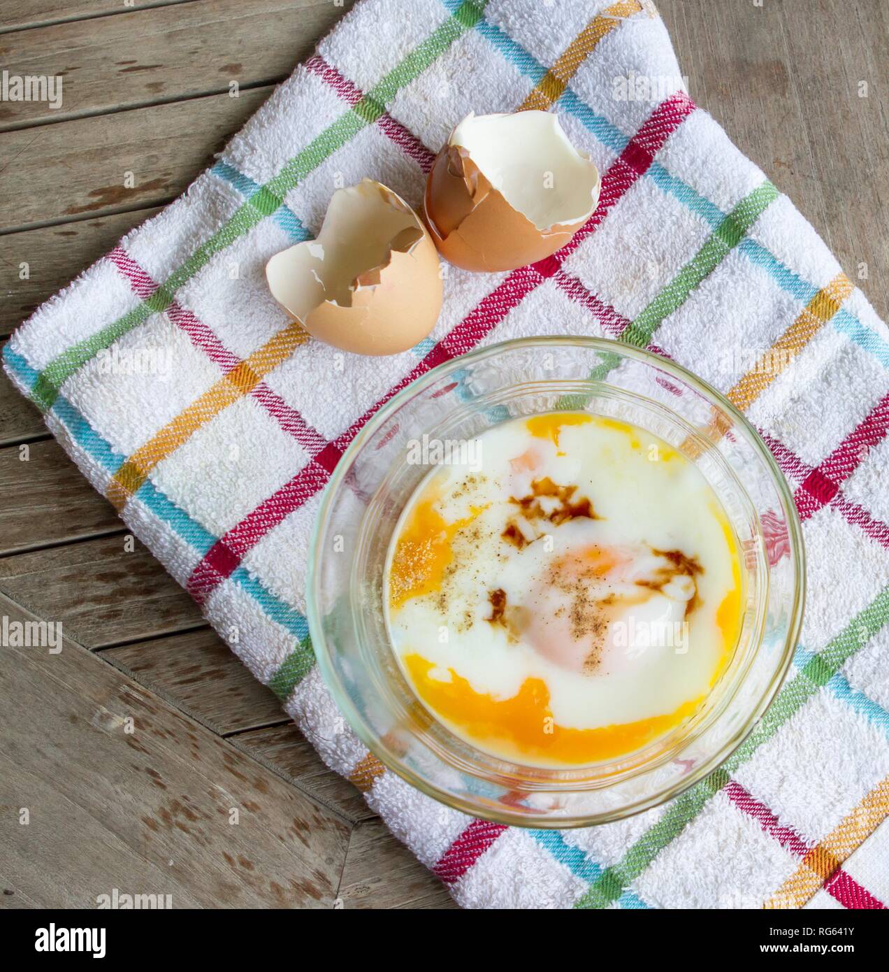 Half boiled eggs for breakfast Stock Photo - Alamy