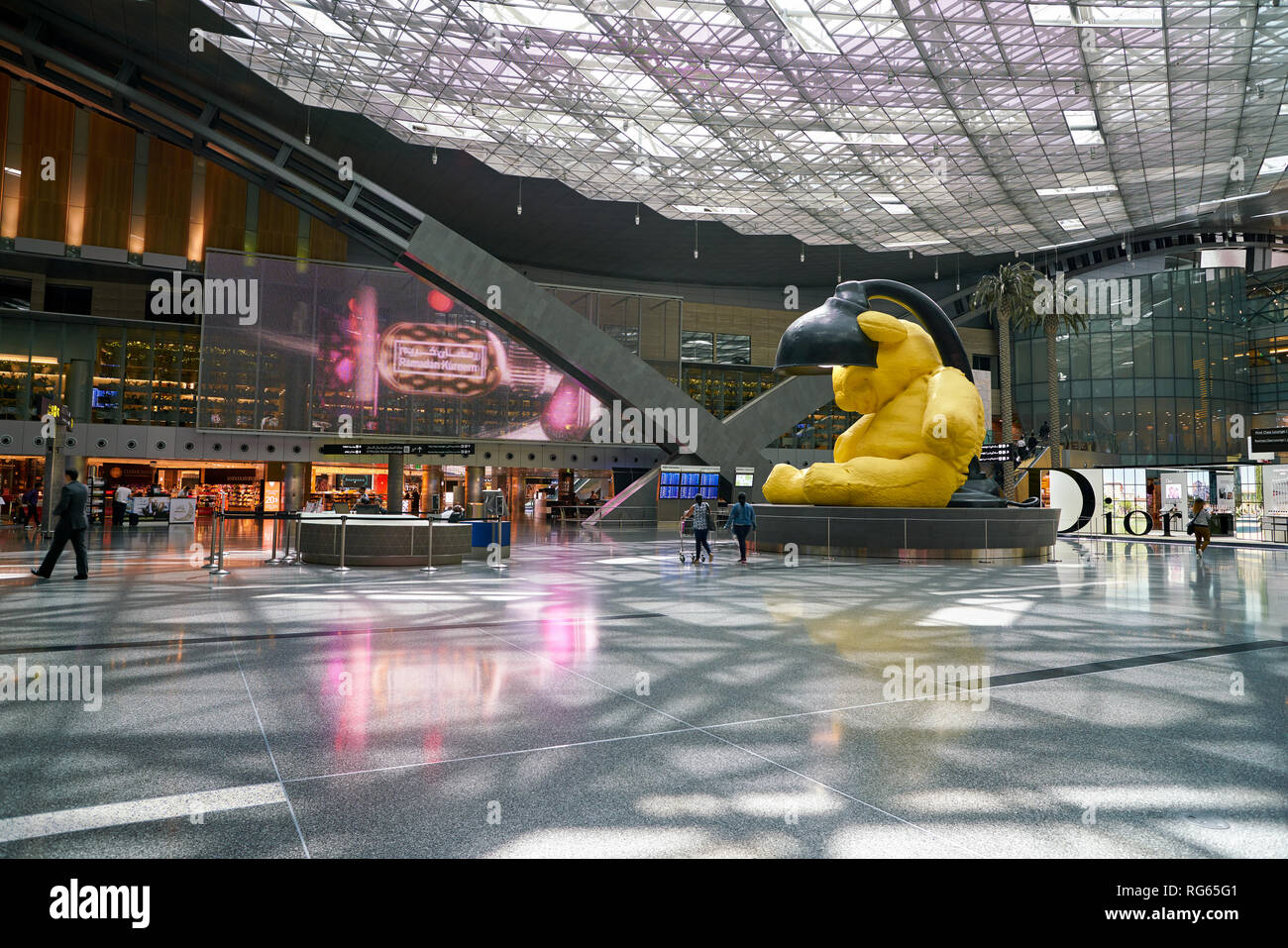 DOHA, QATAR - CIRCA JUNE, 2017: inside Hamad International Airport of ...