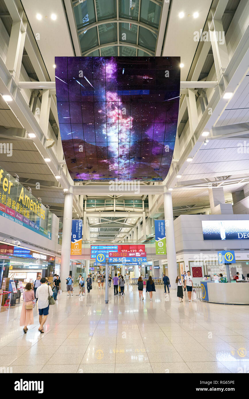 INCHEON, SOUTH KOREA - CIRCA JUNE, 2017: OLED digital signage display ...