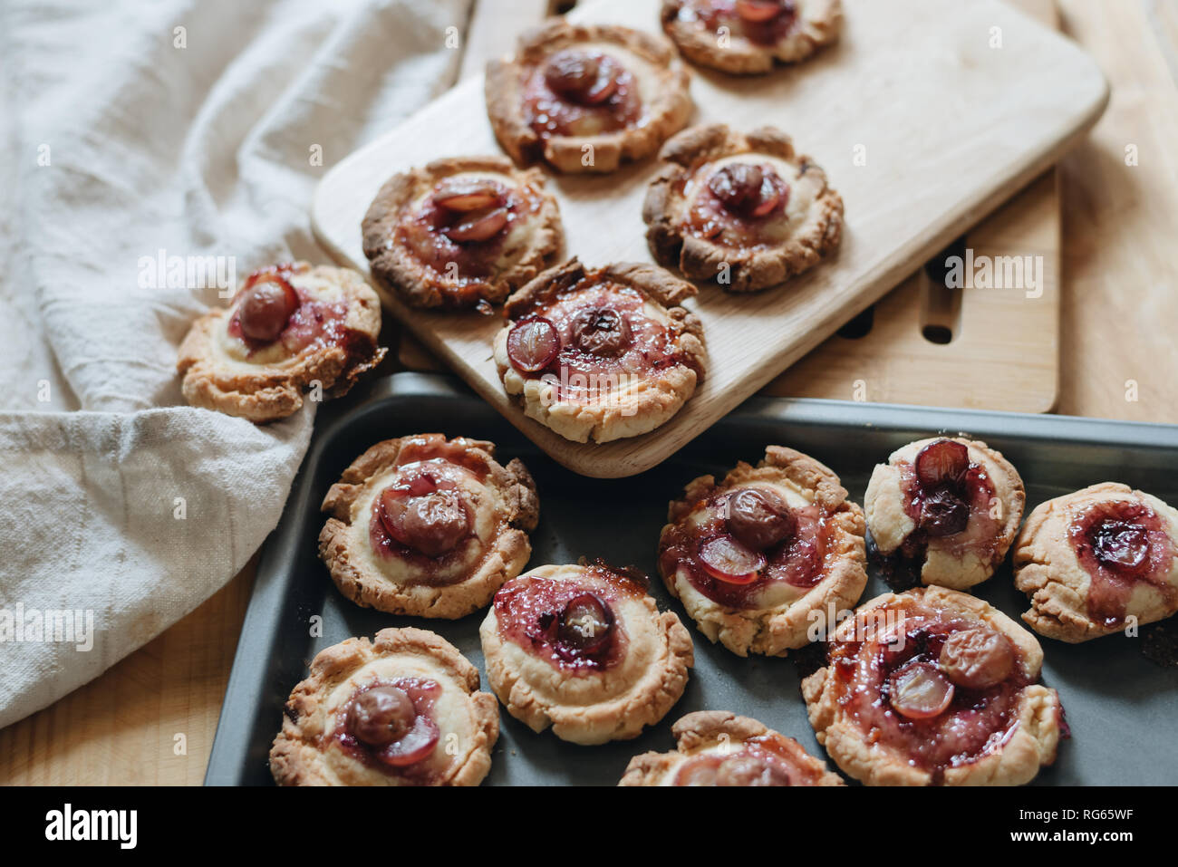 Baked burry cookies on baking tray Stock Photo - Alamy