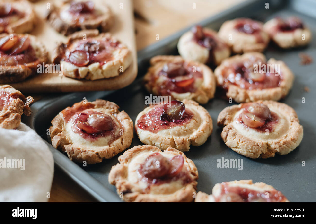 Baked burry cookies on baking tray Stock Photo - Alamy