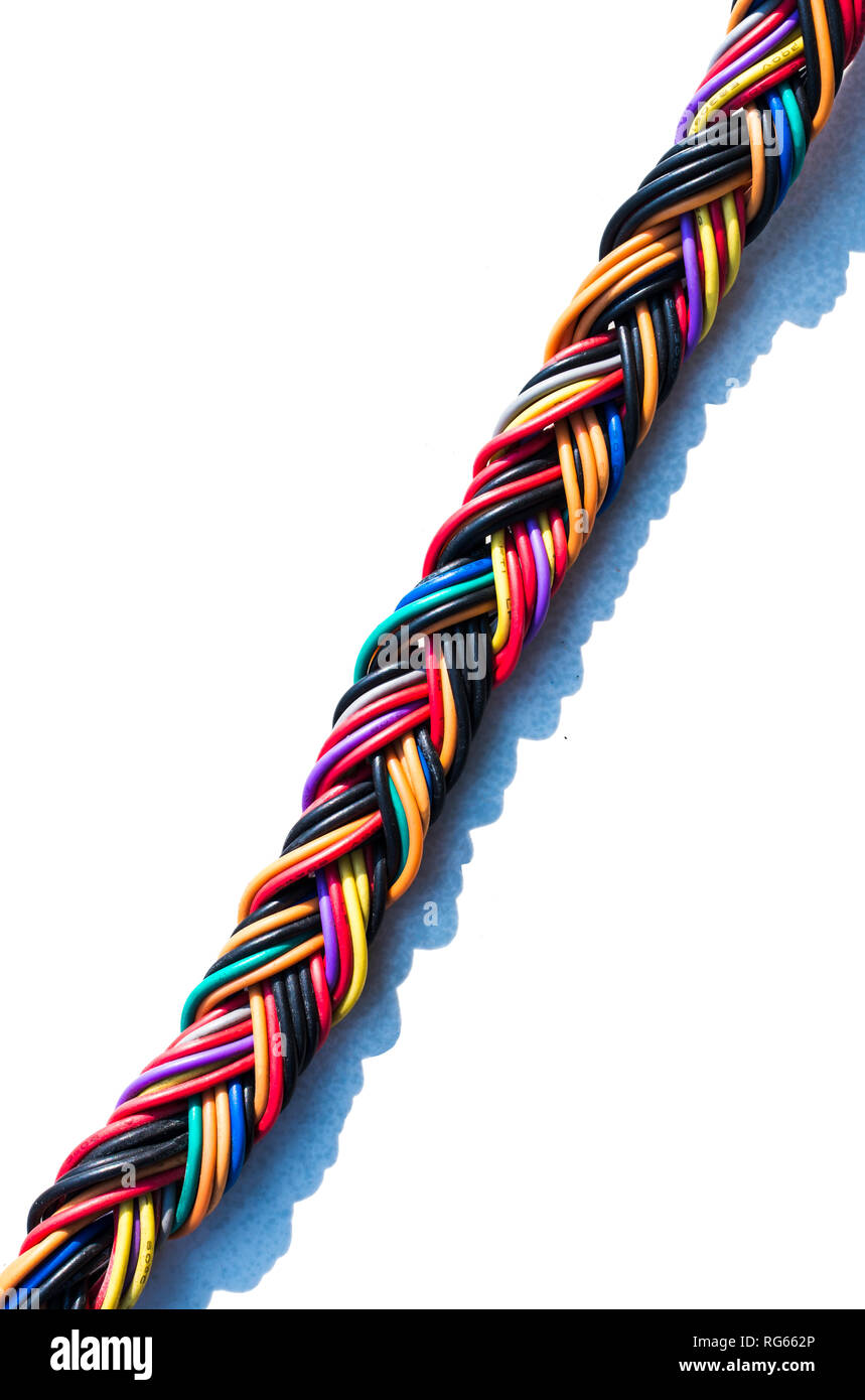Colorful wire on white background Stock Photo - Alamy