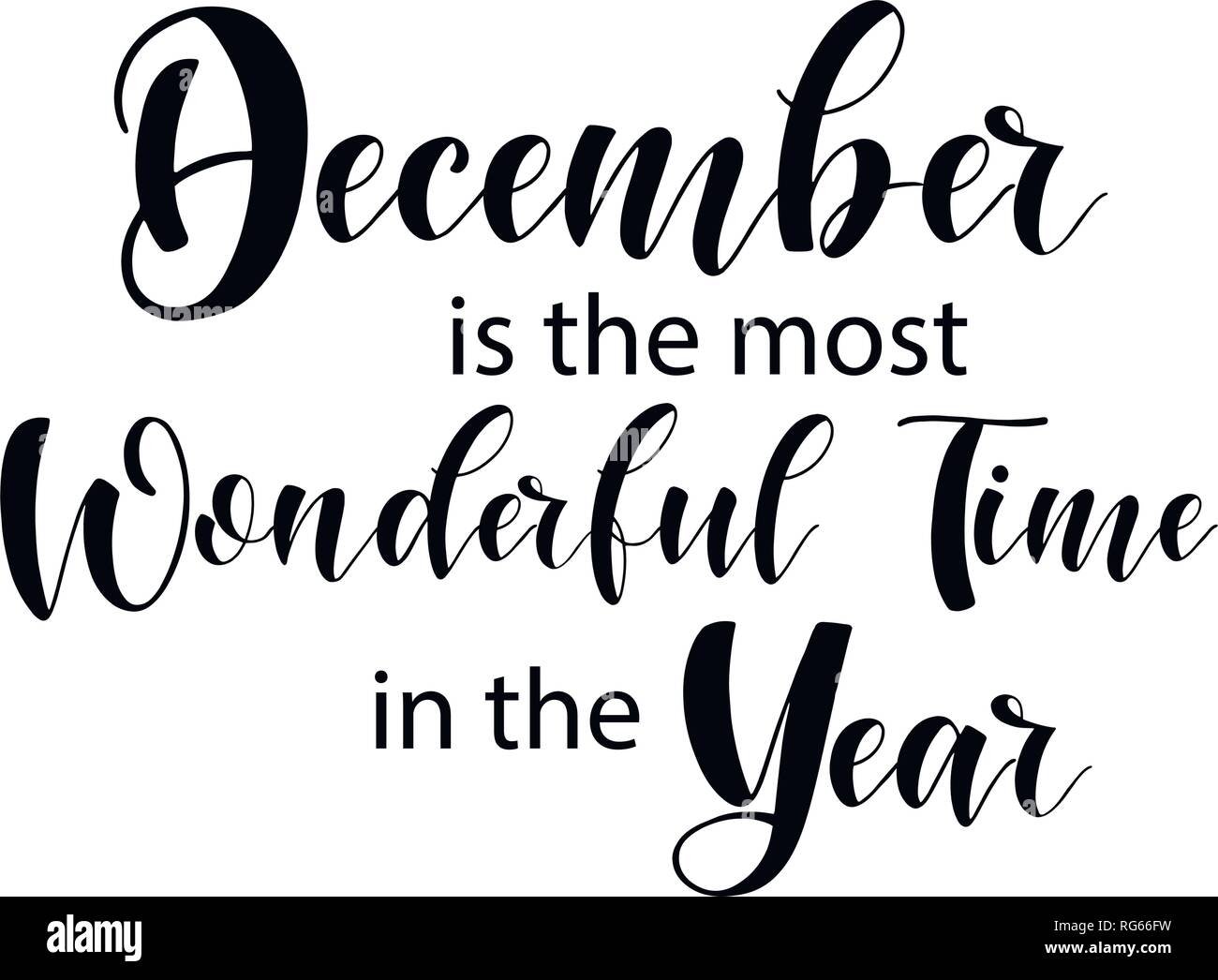 Lettering composition of every month of the year. December is the most ...