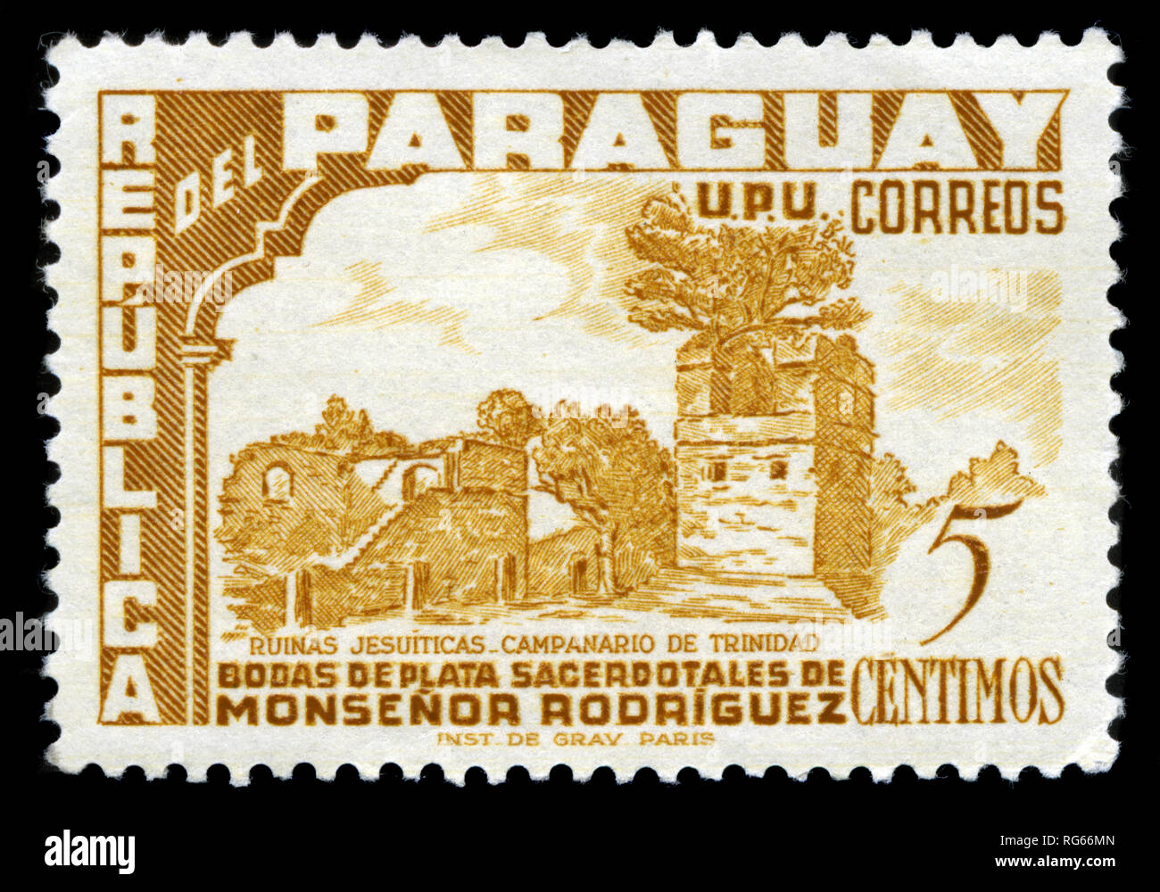 Postage stamp from Paraguay in the Silver Jubilee of Monsignore ...