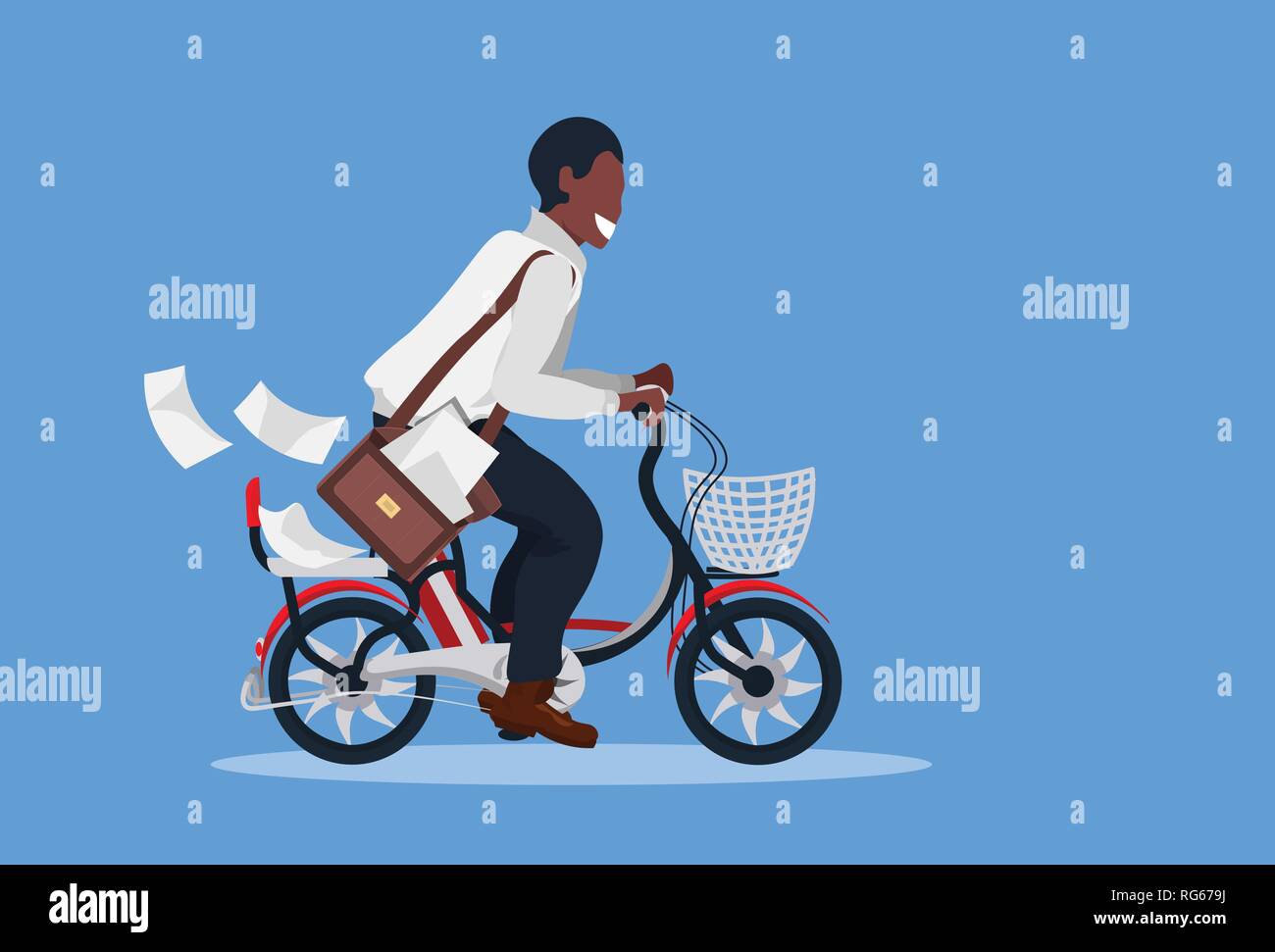 postman cycling bicycle with letter envelopes postal service delivery ...